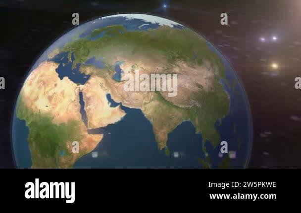 Planet Earth is Turning, Stars Shine, Univers on Background, Computer ...