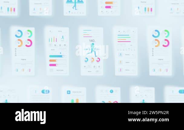 Creative design of fitness application. Neumorphism. Hi tech panel ...