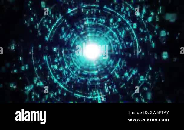 Big Data, Information Flow Technology Tunnel, Digital Lines, Futuristic Matrix. Particle network ...