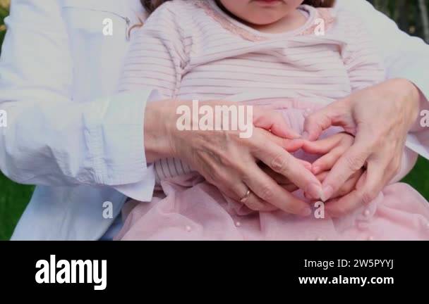 Heart from the hands of grandmother and granddaughter. The concept of a ... Heart from the hands of grandmother and granddaughter. The concept of a ...