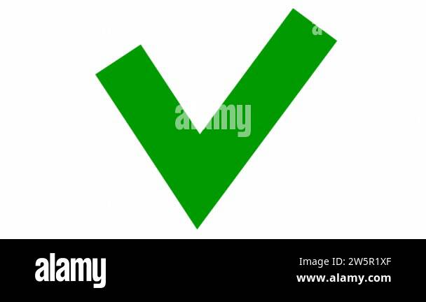 Animated green check mark appears. Flat vector illustration isolated on ...