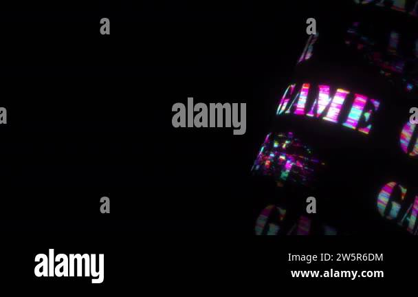 GAME OVER colorful text word flicker light animation loop rotation tube ...