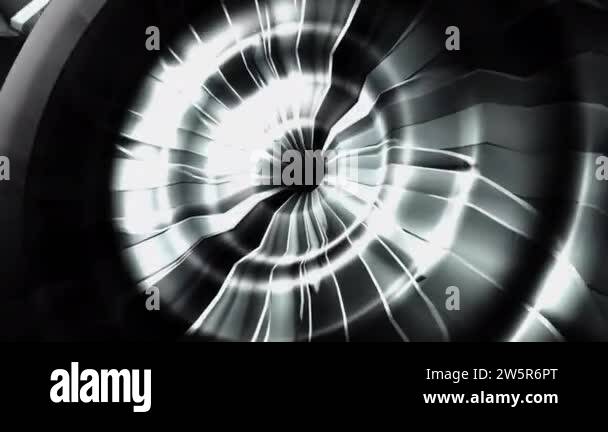 4K 3D Abstract art monochromatic animation of concentric circles oscillating Seamless loop ...