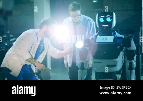 Bionic machine is getting repaired by robotic research engineers ...