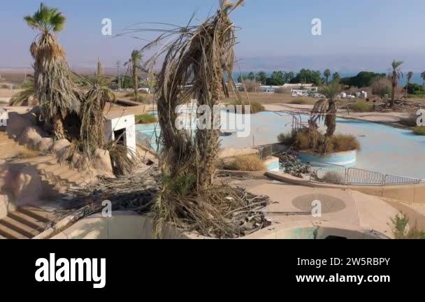 Closed Abandoned water park Aerial view, Dead sea, Israelapocalyptic ...