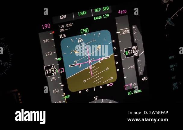 Flight instruments display of a modern passenger airplane flying at ...
