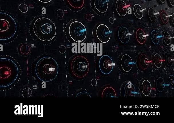 Computer network design, digital data transmitted at high speed, seamless loop. Animation. Rows ...