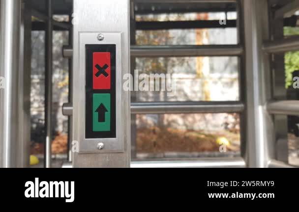 Modern entrance with a high level of security, automatic electronic ...