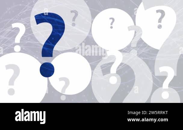 Question marks a stream of luminous particles, a cycle of a stream of ...