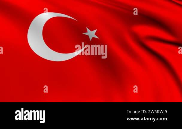 The flag of Turkey animation, Turkish 3D waving flag close up, national ...