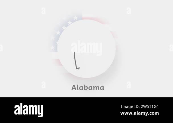Alabama State of USA. Animated map of USA showing the state of Alabama ...