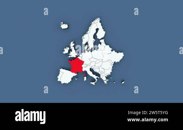 Europe map with blinking countries and zoom effect - 3D rendering Stock ...