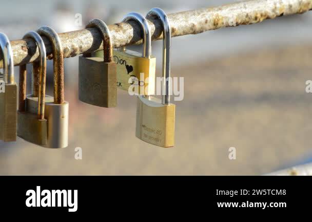 Padlocks with Names of Couples in Love Stock Video Footage - Alamy
