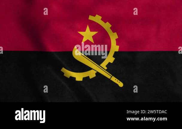 Angola flag waving in the wind. National flag of Angola. Sign of Angola ...