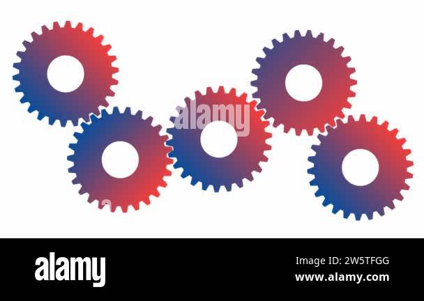 Animated color gears spin. Vector illustration isolated on white ...
