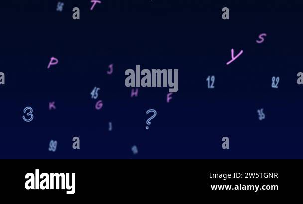 Digital animation of multiple numbers and alphabets floating against blue background. school and ...