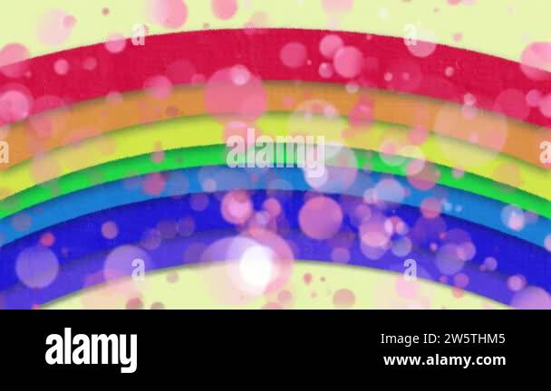 Animation of bright rainbow with multiple pink flickering spots. pride ...