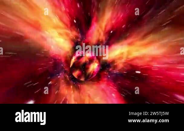 Abstract orange pink hyper space warp Flight in futuristic sci-fi ...