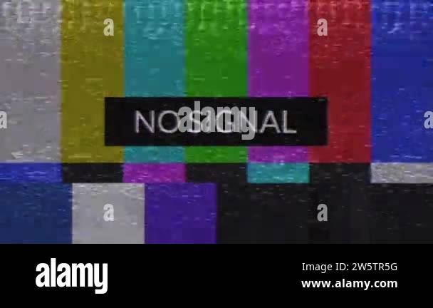 No Signal. Old CRT TV color rendering test with text - NO SIGNAL. SMPTE ...