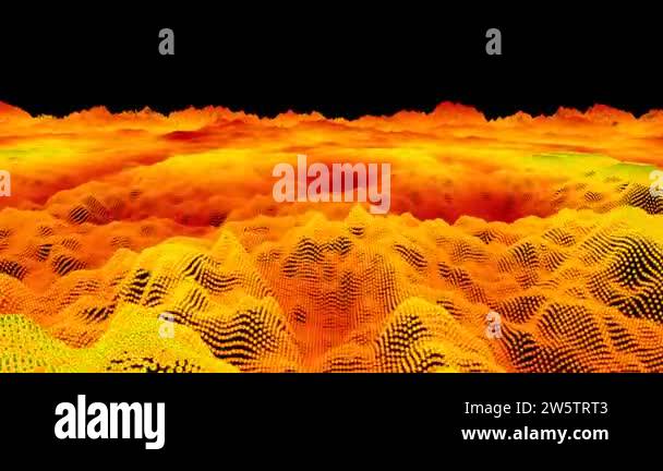 Futuristic abstract fire glow flame fly over waveform sound audio music ...
