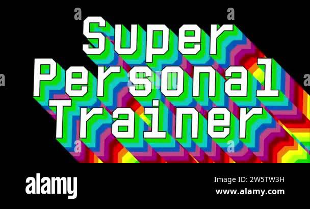 Super Personal Trainer text. 4k animated long layered multicolored ...