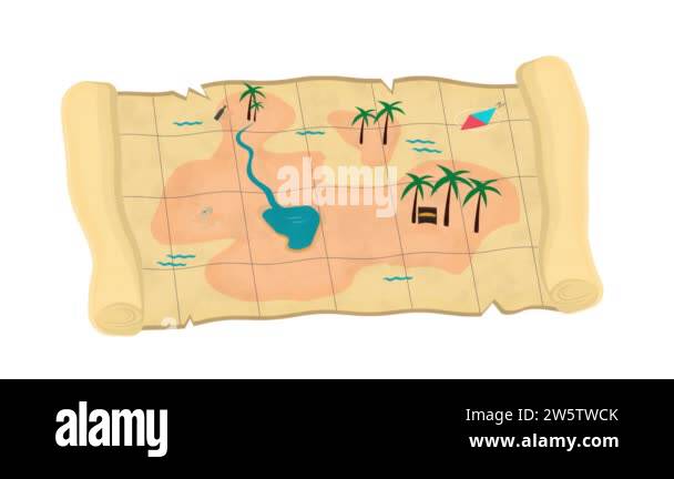 Cartoon treasure map, animated cartoon Stock Video Footage - Alamy