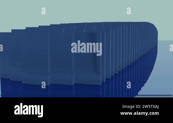 Animation of falling domino. Design. 3D plates fall from impact of ball ...
