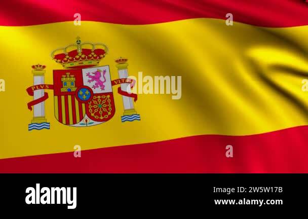 The flag of Spain animation, Spanish 3D waving flag close up, national ...