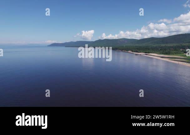 Summertime aerial imagery of Lake Baikal is a rift lake located in ...