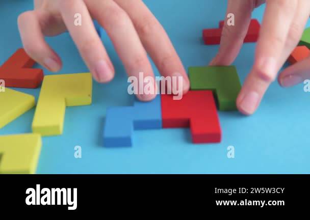 Logical thinking and finishing task concept. Woman hand folds different ...