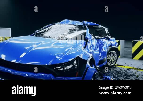 Destroyed car, crash test. Realistic 4k animation Stock Video Footage ...