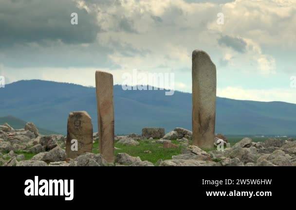Deer stones are ancient megaliths carved with symbols.Grave deerstone ...