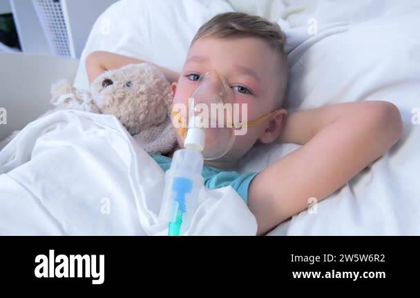 boy has inhalation, procedure for the treatment of lungs Stock Video ...