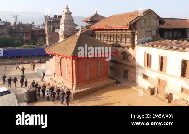 BHAKTAPUR, KATHMANDU, NEPAL - 18 Armed police officers and soldiers ...