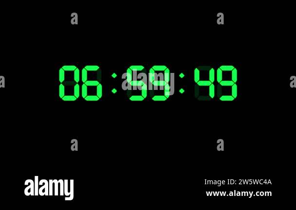 7 hour o'clock digital clock. Seconds count to seven. Numerical ...