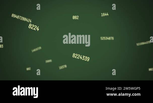 Digital animation of multiple changing yellow numbers floating against ...