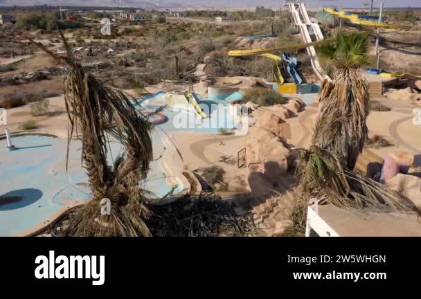 Closed Abandoned water park Aerial view, Dead sea, Israelapocalyptic ...