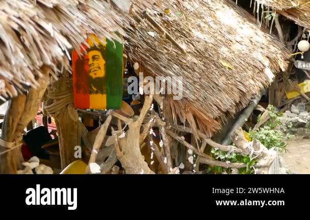 Relaxing jamaican cannabis rasta marijuana reggae bar on the tropical ...