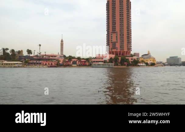 Cairo, Egypt - January 14, 2020 : View from the Nile River to the ...
