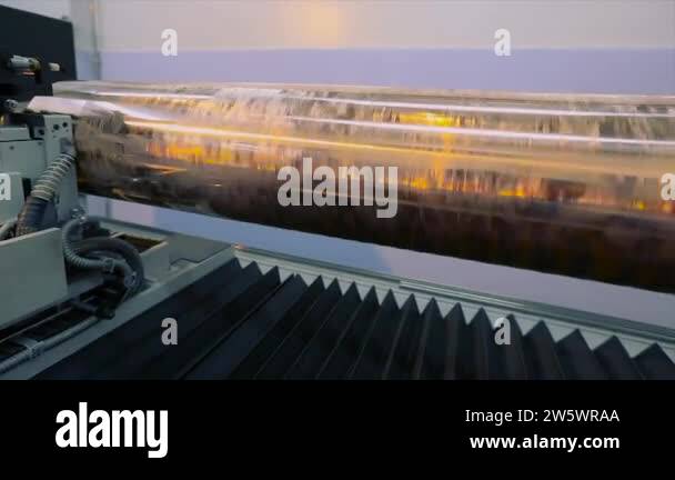 Printed shaft. Cylindrical press for wallpaper printing. The mechanism ...