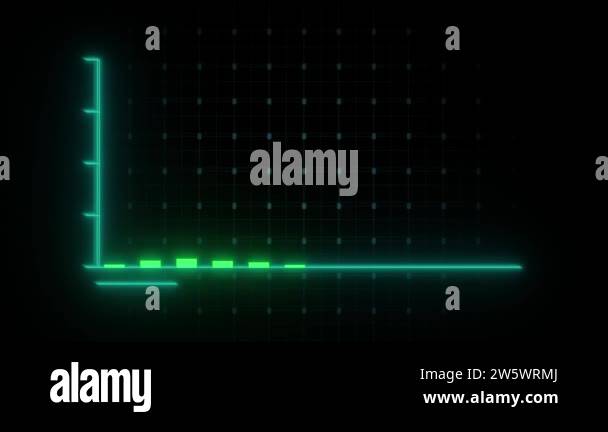 3D animation of 2D rising green bar graph chart with uparrow, ultra HD ...