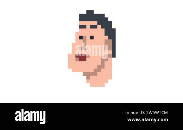 Pixel head. Talking head, animated cartoon Stock Video Footage - Alamy
