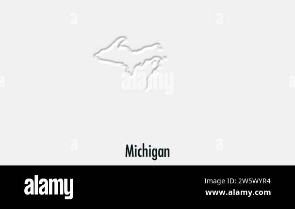 Abstract line animation Michigan State of USA on hexagon style ...