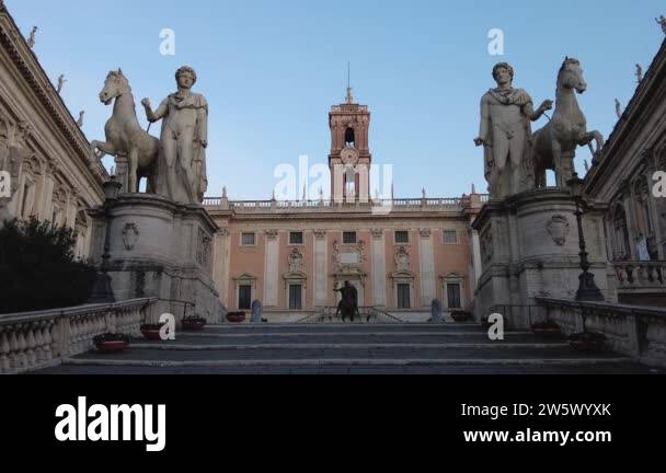 Rome, Italy - February 2,2021:HDR shoot scenic Cordonata Staircase ...