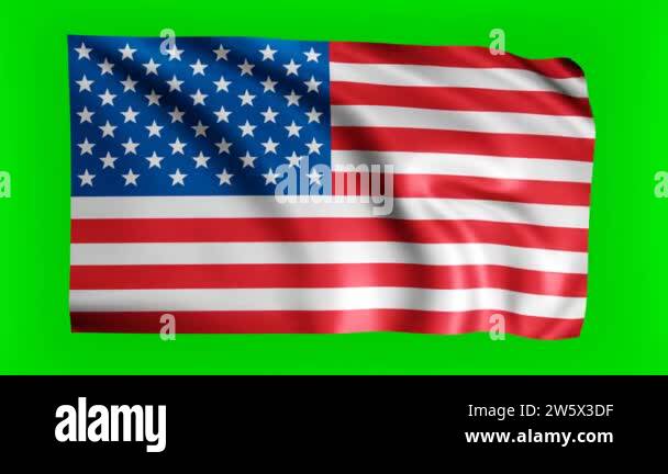 United States flag video, USA waving flag on green screen. United ...