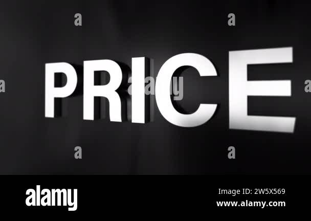 3D chrome text word flying of Price Value Quality animation effect on ...