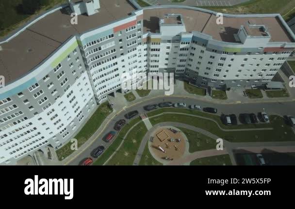 City block. Modern multi-storey buildings. The courtyard area and ...