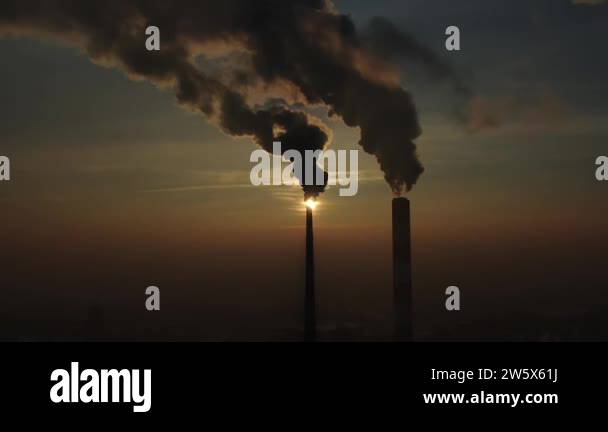 Factory pipe polluting air time lapse, environmental problems ...
