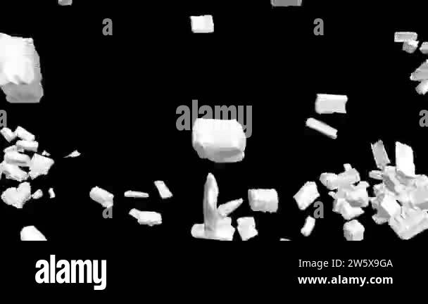 Wall explosion, destruction. 3D animation. Stonewall collapse, wall breaking exploding ...