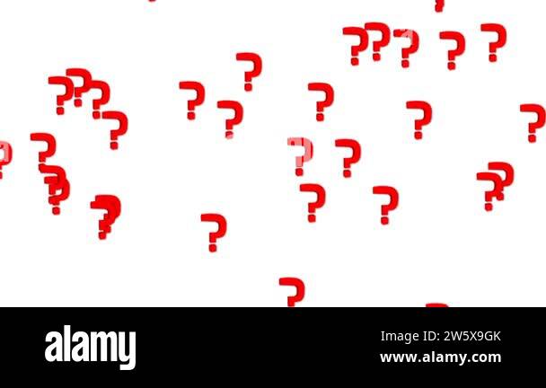 Many 3D question marks flying up. 4K quiz animation screensaver of red ...